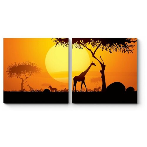 Модульная картина Великолепный африканский закат 100x50