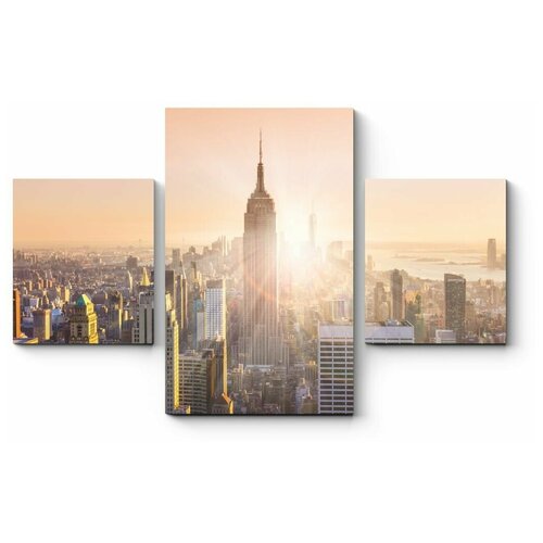 Модульная картина Небоскребы Манхэттена в последних лучах солнца, Нью-Йорк 110x72