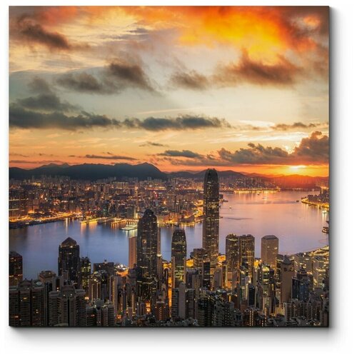 Модульная картина Рассвет над бухтой Виктория, Гонконг50x50