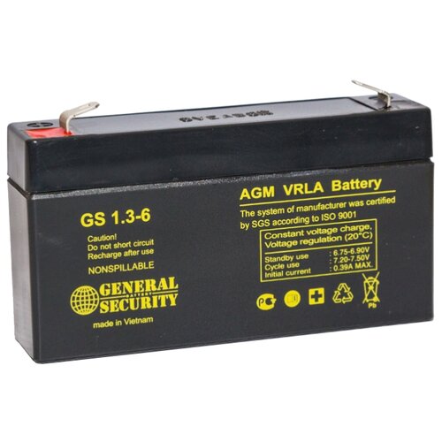 Аккумуляторная батарея General Security GS 1.3-6 (1.3 А/ч)