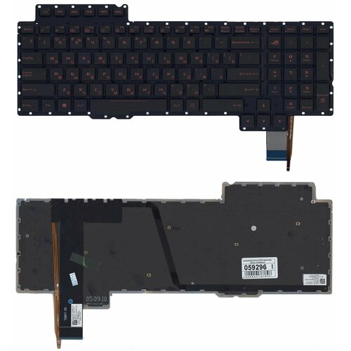Клавиатура для ноутбука Asus 9J. N2K82.701 черная без рамки, красная подсветка