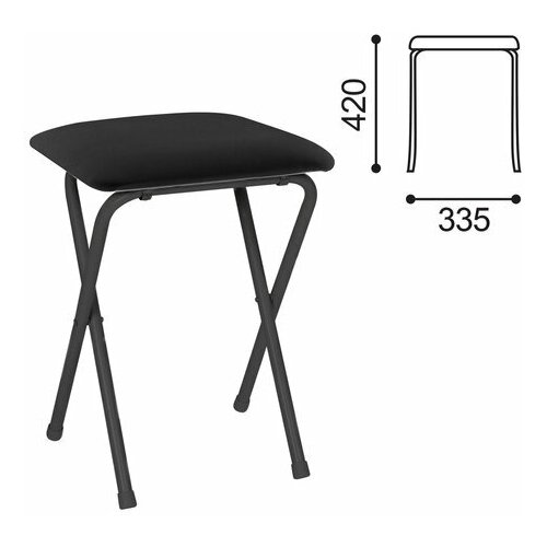 Табурет складной РС01-02, черный каркас, кожзам черный, РС01.00.01-02-2