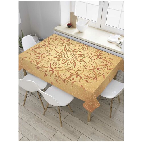 Скатерть прямоугольная JoyArty на кухонный стол "Солнечная мандала" из оксфорда, 120x145 см