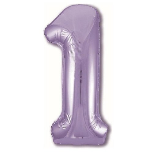 Шар фольгированный  LETI "Цифра 1", цвет пастельно-фиолетовый Slim 40"