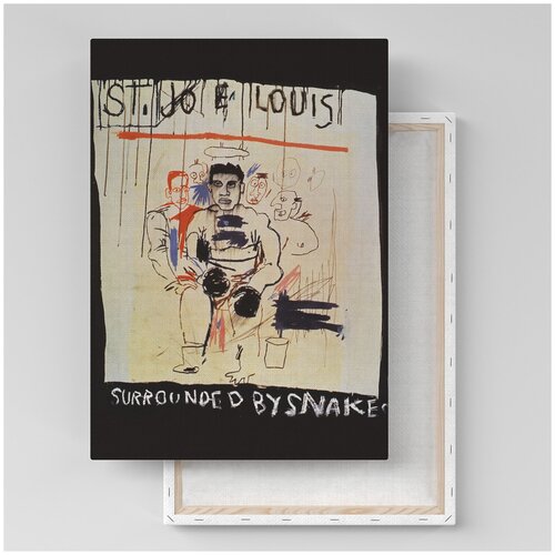 Картина на холсте с подрамником / Basquiat J.M. - St. Joe Louis Surrounded Snakes / Баския Жан-Мишель