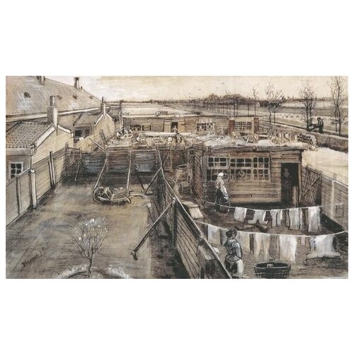 Репродукция на холсте Карпентер Ярда и прачечной (Carpenter's Yard and Laundry) Ван Гог Винсент 51см. x 30см.