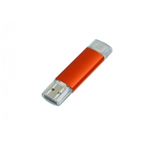 Металлическая флешка OTG для нанесения логотипа (16 Гб / GB USB 2.0/microUSB Оранжевый/Orange OTG 001 Flash drive)