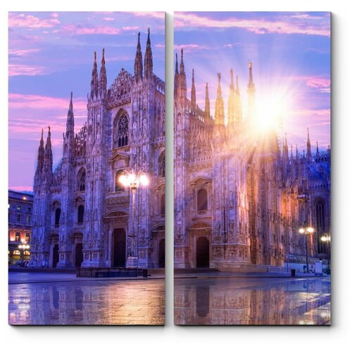 Модульная картина Миланский собор в лучах закатного солнца 60x60