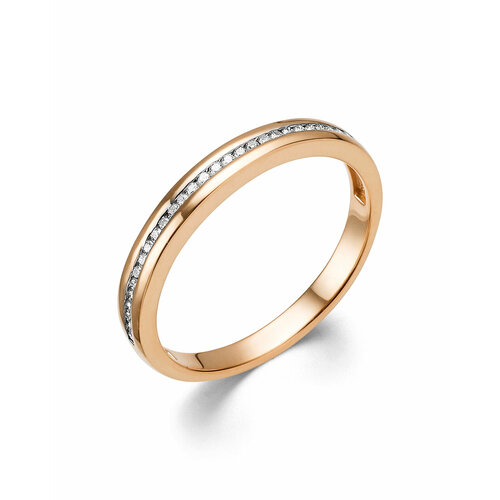 Кольцо обручальное Dewi, красное золото, 585 проба, бриллиант, размер 19, золотой