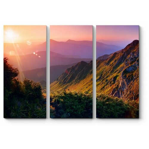 Модульная картина Летний пейзаж в горах на рассвете 150x108