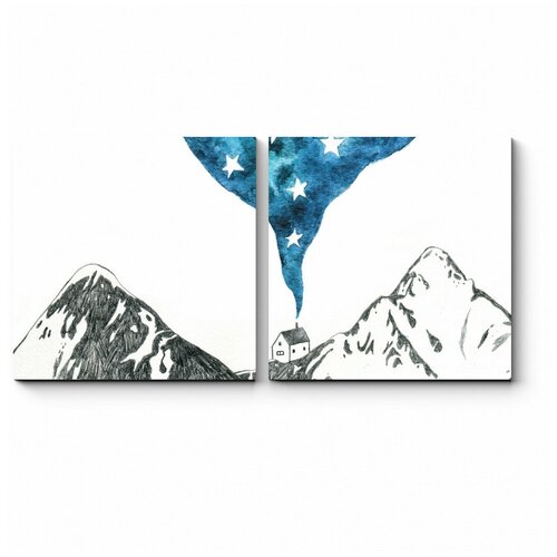 Модульная картина Домик в горах 70x35