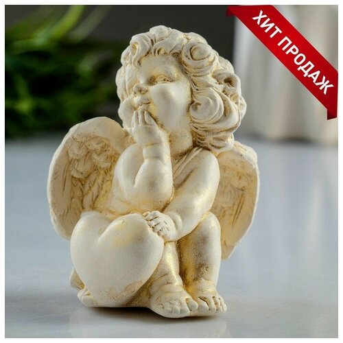 Хорошие сувениры Фигура "Ангел с сердцем" позолота, 6х8х5см