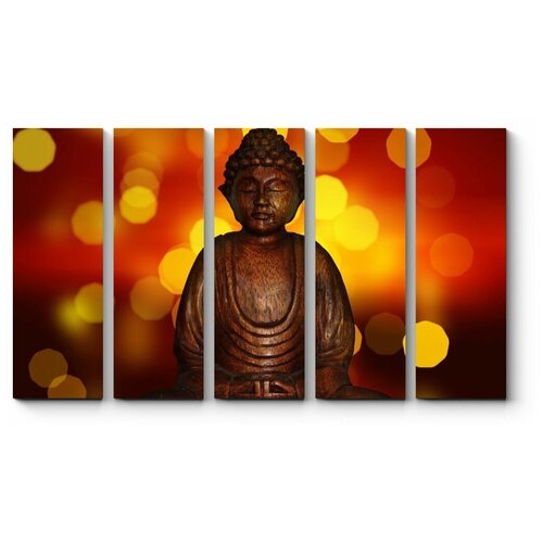 Модульная картина Статуя Будды на фоне огней100x60