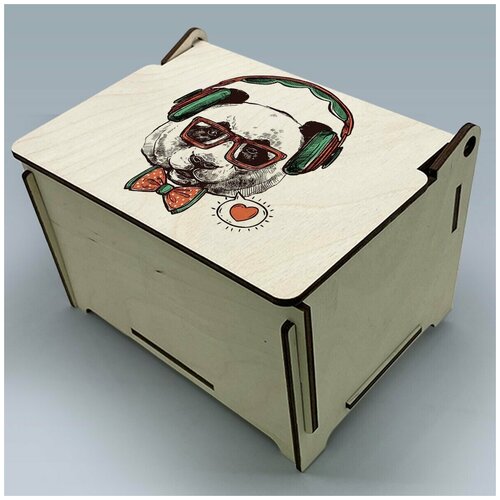 Подарочная коробка шкатулка с крышкой на петлях УФ рисунок размер 16,5x12,5 см животные на стиле - 101