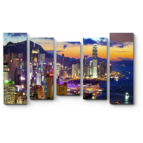 Модульная картина Красочный Гонконг в лучах закатного солнца 160x96