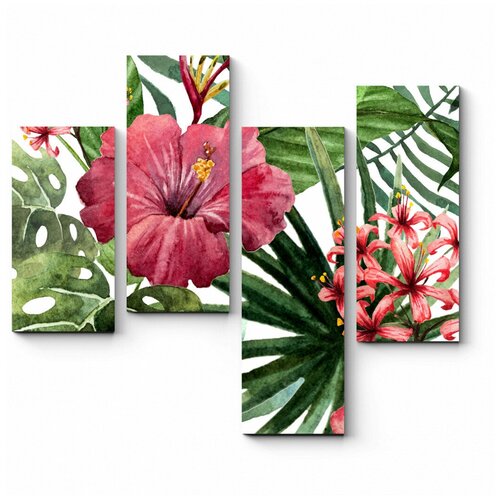 Модульная картина Тропические цветы 84x79