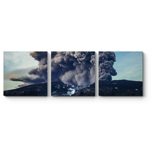 Модульная картина Извержение вулкана горы Онтаке 80x27