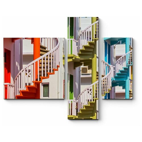 Модульная картина Яркие винтовые лестницы90x74