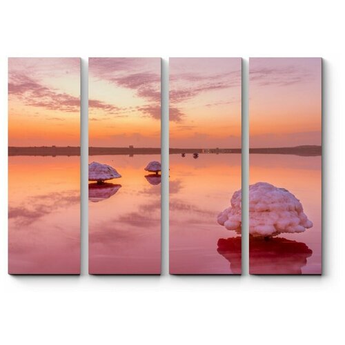 Модульная картина Розовый закат в зеркале воде 140x105