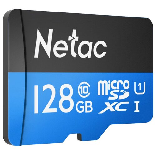 NT02P500STN-128G-R, Карта памяти MicroSD с адаптером 128GB Netac P500 Standart, Class 10 UHS-I (80Mb