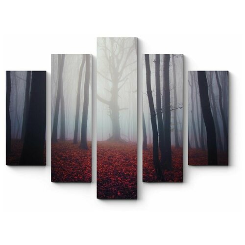 Модульная картина Осенний лес туманным утром 75x60
