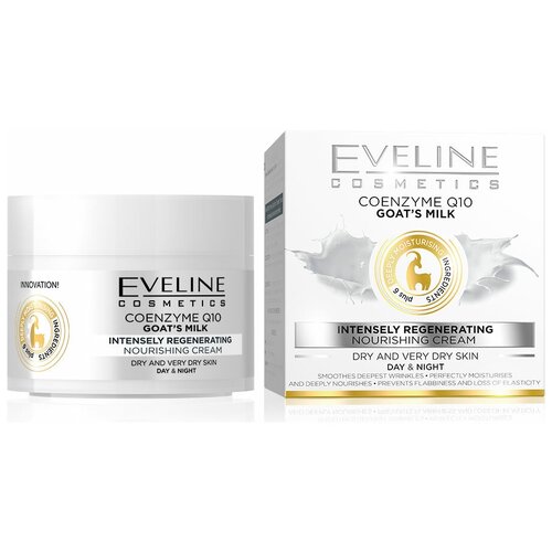 Eveline Cosmetics 6 компонентов Коэнзим Q10 & Козье молоко Питательный крем для лица Интенсивная регенерация, 50 мл