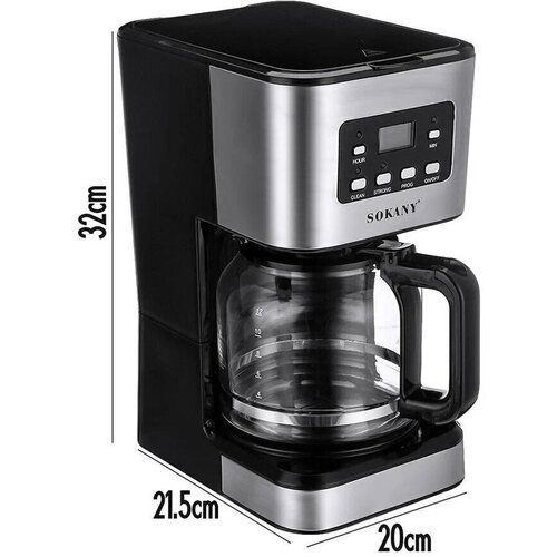 Кофемашина кофеварка СМ121Е LBT / 950Вт/ 1.5 литра/ 12 чашек/ анти-капельная функция/ поддержка тепла/ Серебристо-Черный