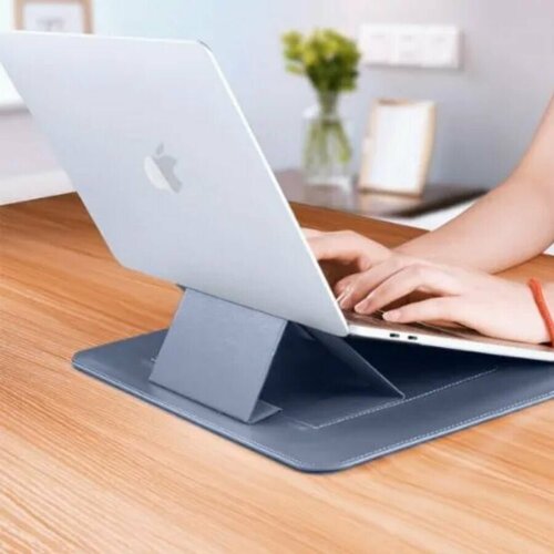 Чехол-подставка для ноутбука WiWU Skin Pro Portable Stand Sleeve для MacBook Pro 14.2 дюймов (кожаный) - Синий