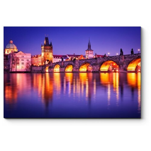Модульная картина Карлов мост в отражении вод Влтавы, Прага 60x40