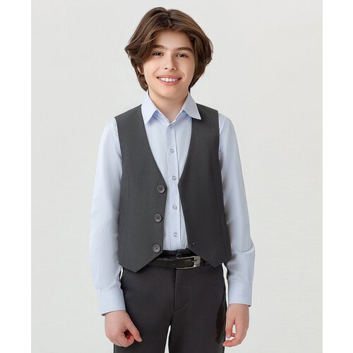 Школьный жилет Button Blue, размер 146, серый