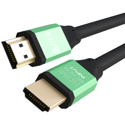 Greenconnect Кабель 0.75m HDMI версия 2.0, HDR 4:2:2, Ultra HD, 4K 60 fps 60Hz/5K*30Hz, 3D, AUDIO, 18.0 Гбит/с, 28/28 AWG, OD7.3mm, тройной экран, черный, AL корпус зеленый Greenconnect HDMI (m) - HDMI (m) 0.75м (GCR-50960)