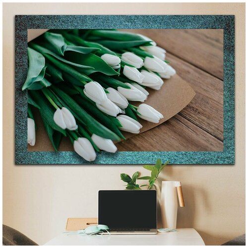Картина на Холсте - "Белые тюльпаны - 3d ", размер 60х40 см
