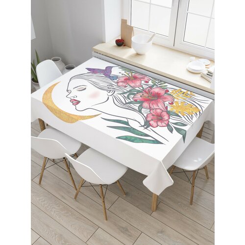 Прямоугольная тканевая скатерть на стол JoyArty с рисунком "Эстетичная девушка" 120 на 145 см