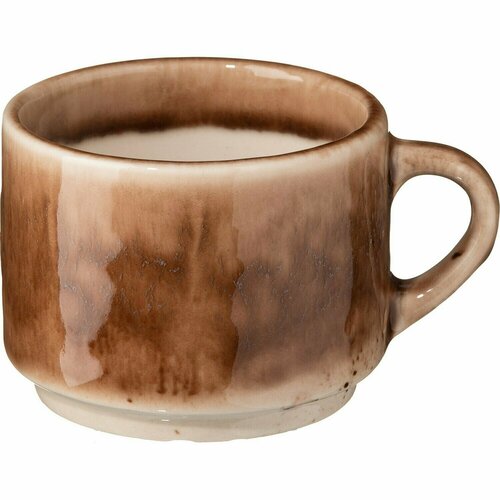Чашка Борисовская Керамика Маррон Реативо чайная 200мл, фарфор, коричневый-бежевый, 1 шт.
