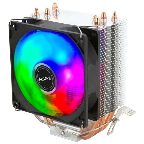 Кулер для процессора Alseye AM90, 1х92мм, 2300rpm, 3-pin, Al+Cu, серебристый/RGB