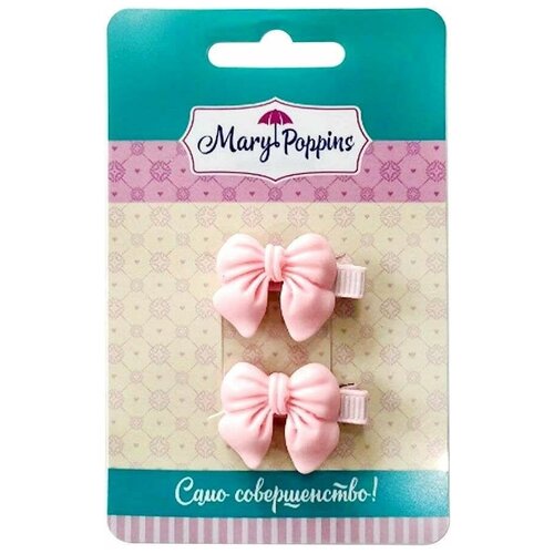 Mary Poppins Комплект заколок для волос детский Розовый бант, 2 шт, 3,5 см