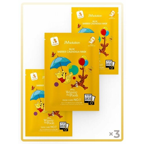 JMsolution Тканевая маска для лица с экстрактом календулы / Disney collection selfie barrier calendula mask, 3 шт.*30 мл