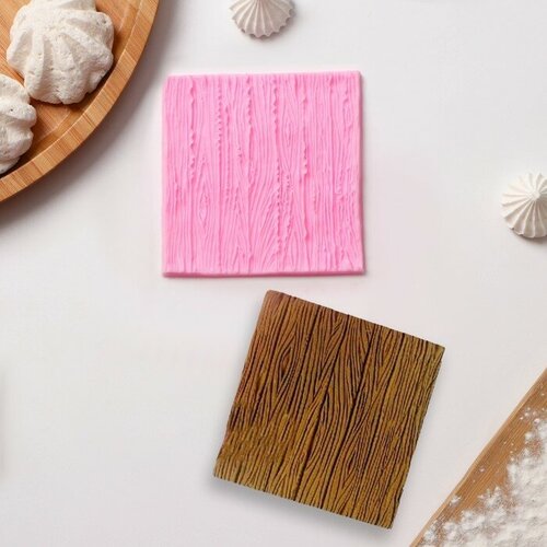 Силиконовый молд Доляна «Кора дерева», 10,5×10,3×0,3 см, цвет розовый