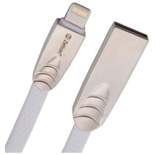 Кабель Zetton Flat Soft USB - Lightning, 1 м, белый