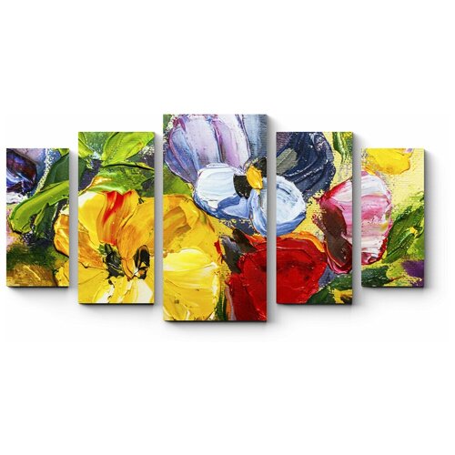 Модульная картина Яркие тропические цветы 110x61