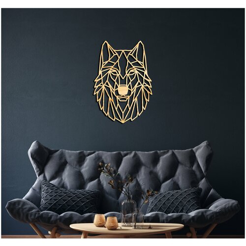 Декор на стену "Геометрический волк", декорация настенная, панно из дерева