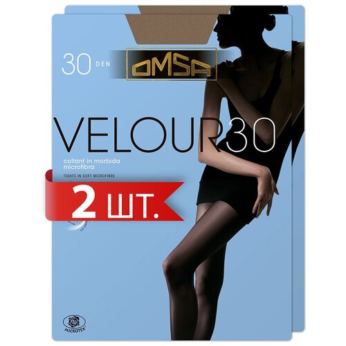 Колготки  Omsa Velour, 30 den, 2 шт., бежевый