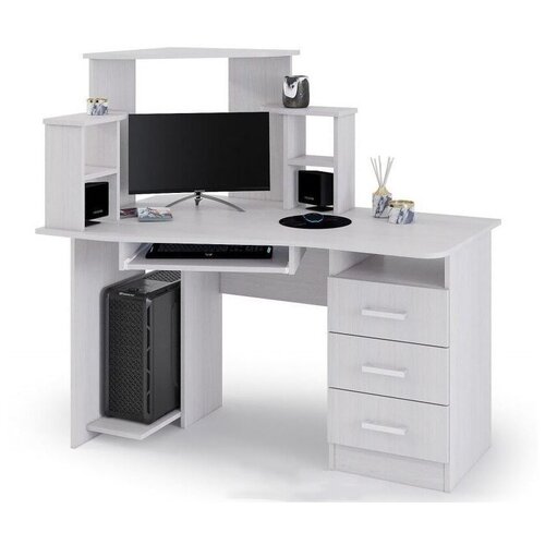 Компьютерный стол письменный для дома Угловой с полками 130см Анкор - СМ0641
