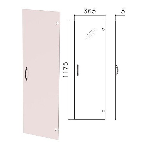 Дверь стекло тонированное, средняя, "Фея", "Монолит", 365х1175х5 мм, без фурнитуры, ДМ43, 1 шт.