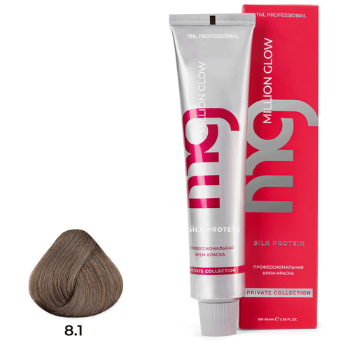TNL Professional Крем-краска для волос Million glow Silk protein, 8.1 светлый блонд пепельный, 100 мл