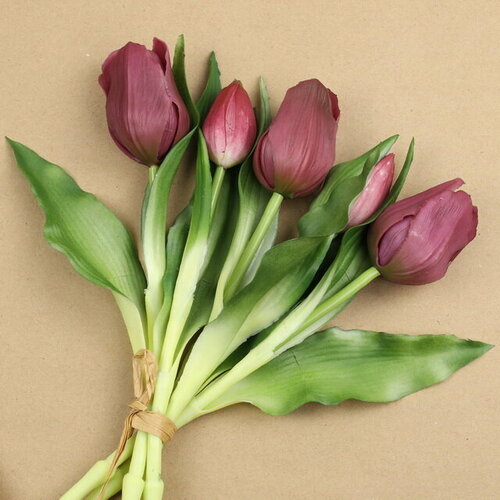 EDG Силиконовые цветы Тюльпаны Piccola Ragazza 5 шт, 28 см бордовые 216003,62