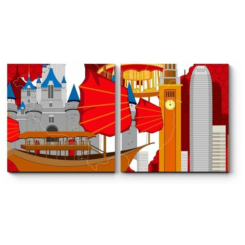 Модульная картина Сказочный город150x75