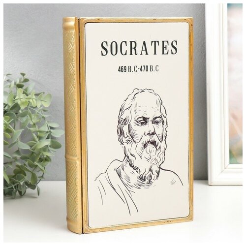 Шкатулка-книга металл, стекло "Сократ" 26х16х5 см