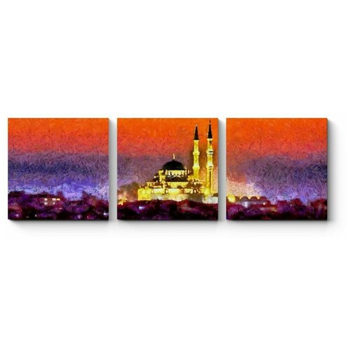 Модульная картина Сияющий Стамбул ночью 70x23