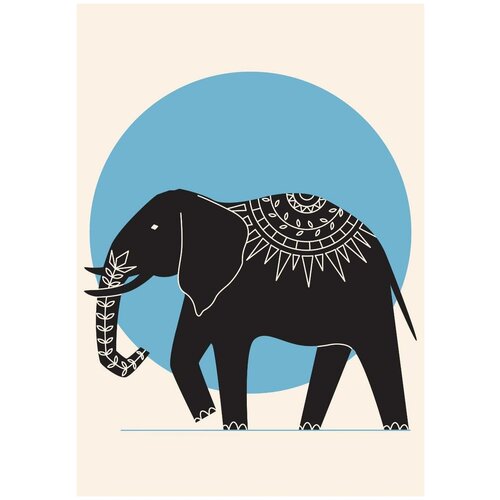 Постер / Плакат / Картина Скандинавский стиль - Индийский слон 50х70 см в раме
